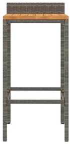 Barové stoličky 2 ks šedé polyratan a masivní akáciové dřevo - Default Title