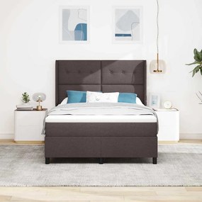 Postel s boxspringem s čelo Tmavě hnědá 200 x 140 cm textil 3341647