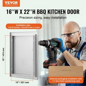 BBQ přístupová dvířka, 407 × 559 mm jednoduchá venkovní kuchyňská dvířka