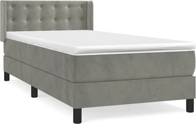 Box spring postel s matrací světle šedá 90x200 cm samet 3131177
