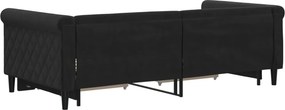 Válenda s přistýlkou a zásuvkami černá 90 x 190 cm samet 3197834