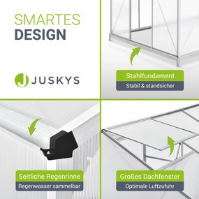 Juskys Hliníkový skleník se základovým rámem Velikost: 4,75 m²