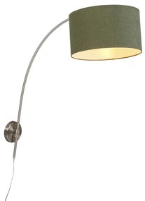 Nástěnná oblouková lampa z oceli s odstínem zelené 35/35/20 nastavitelná