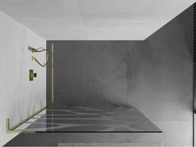 Mexen Kioto L, sprchová zástěna Walk-In 90 x 200 cm, 8mm čiré sklo bílý vzor, ​​zlatý lesklý profil, 800-090-103-50-97