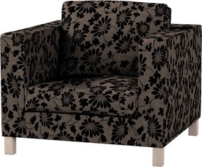 Potah na křesko IKEA Karlanda, krátký barva hnědá látka pletený vzor, vzorované