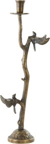 Bronzový antik kovový svícen s ptáčky Bird antique - 18*10*50 cm