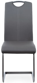 AUTRONIC Jídelní židle, potah šedá ekokůže, kovová pohupová podnož, šedý lak