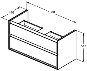 Ideal Standard Connect Air- Skříňka pod umyvadlo 100cm, 2 zásuvky, Dekor šedý dub + matný bílý lak E0821PS