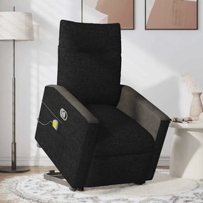 Zvedací masážní polohovací křeslo černé textil 3324061