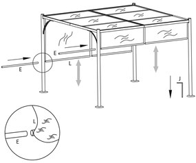 vidaXL Marketos Pergola s nastavitelnou střechou krémově bílá 3 x 3 m ocel