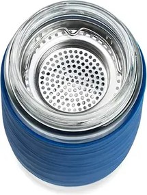 Emsa Tea Mug modrá / Termohrnek na čaj / 420 ml / dvoustěnné sklo
