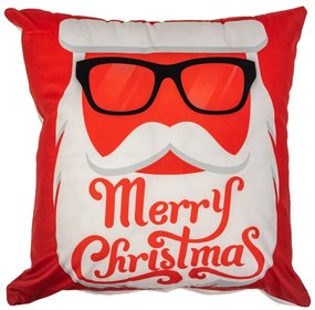 Vánoční povlak na polštář 3D Santa s brýlemi,45x45cm červený