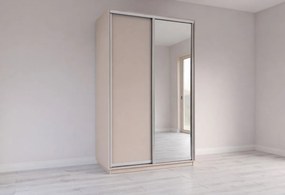 Skříň s posuvnými dveřmi 1400x2200x600 1LTD 1 Zrcadlo Kašmír, profil stříbrný