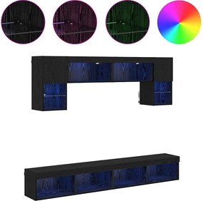 TV nástěnné jednotky s LED 6 ks Černý dub Kompozitní dřevo 3402964