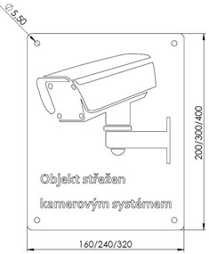 Informační cedule lakovaná - objekt střežen kamerovým systémem typ 2 Velikost: 32 x 40 (XXL), Text: SLOVENSKY