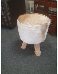 Elegantní stolička z teaku + kozí kůže Koza - LIKVIDACE VZORKU