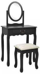 Toaletní stolek s taburetem Dekorhome Černá