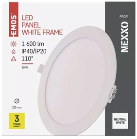 Emos lighting LED zápustný panel NEXXO ø22,5cm, 18W, kulatý, bílý Barva: Bílá, Chromatičnost: 4000K