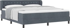 Postel s boxspringem s čelo Tmavě šedá 180 x 200 cm samet 3340347