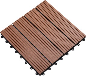 Outsunny Sada 11 kusů venkovních dlaždic 30x30 cm 1 m² Zahradní exteriérové podlahy Nelučící a voděodolné Snadná instalace pro zahradní terasu a balk…