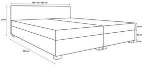 Americká postel s úložným prostorem 140x200 ROSIE 15 - tmavě šedá