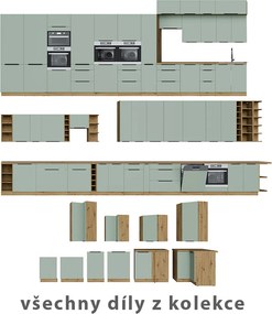 ARIA st | horní kuchyňská skříňka 60x60 GN-108 2F (90°) rohová s policemi | EXTRA VYSOKÁ | 60x60 cm | artisan/aquamarine