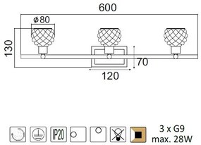 ACA DECOR Přisazené svítidlo OSTRAVA max. 3x28W/G9/230V/IP20