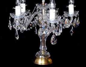 5 arms  crystal table lamp with Swarovsky crystal almonds - ANTIK brass