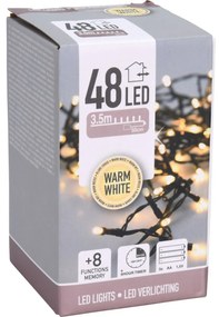 LED Vánoční venkovní řetěz teplá bílá, 48x LED, 3,5 m, na baterie 3x AA, časovač, 3 m