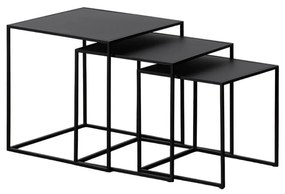BigBuy Home Set stolků černé barvy, 47 x 45 x 45 cm, 3 kusy