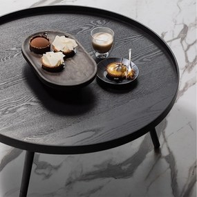 Černý Dřevěný odkládací stolek Mesa – Ø60 cm ∅ 60 × 34 cm WOOOD