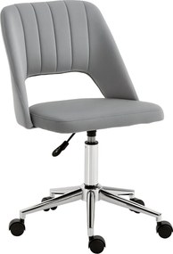 Ergonomická a otočná kancelářská židle Vinsetto, polstrovaná pracovní židle s nastavitelnou výškou, šedá 49x60x79-91cm | Aosom