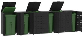 Box na 6 popelnic černý 414 x 79 x 117 cm ocel 3279981