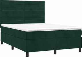 Box spring postel s matrací tmavě zelená 140x190 cm samet 3143082