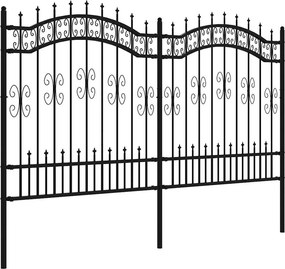 Zahradní plot KAMPEN s kopím nahoře černý 240 x 125 cm ocelový 151086
