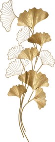 HOMCOM 3D Kovová Nástěnná Dekorace, Zlatá Nástěnná Umělecká Díla s Listy Ginkgo 138x70cm | Aosom