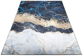Modrý módní koberec s abstraktním vzorem