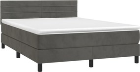 Box spring postel s matrací tmavě šedá 140x200 cm samet 3141366