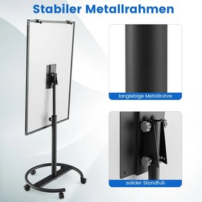 Costway Stojan na flipchart na kolečkách s magnety a popisovači, výška tabule