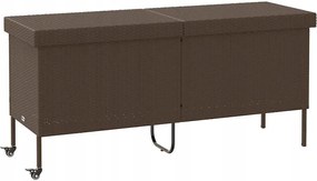 Fionshop 262981411 Zahradní úložný box s kolečky hnědý 160x55x75 cm polyr