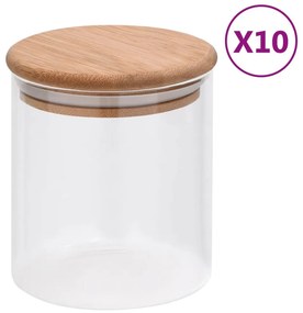 Skleněné dózy s bambusovým víčkem 10 ks 600 ml 150695