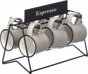 Šálky na espresso, 6 kusů, 100 ml, šedé