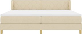 Postel s boxspringem s čelo Krémová 200 x 200 cm textil 3340302