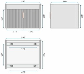 Rea Astor, sada koupelnového nábytku s umyvadlem 60cm, bílá matná, REA-M0003