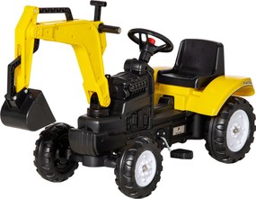 HOMCOM Pedálový Traktor pro Děti 3+ Let Bagr s Přední Lopatou a Klaksonem Max. Nosnost 35 kg, Venkovní D dětský Traktor 107x42x71 cm Žlutý | Aosom