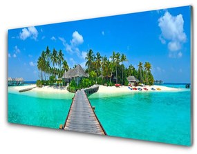 Obraz na skle Tropická Pláž Palmy 100x50 cm