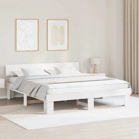 Rám postele s čelo Bílá 200 x 200 cm Masivní borové dřevo 3382290