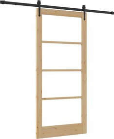 Posuvné dveře ORKDAL 93 x 202 cm Masivní borové dřevo a sklo 3332483