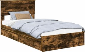 Postel s úložným prostorem se zásuvkou Kouřový dub 100 x 200 cm 3410830