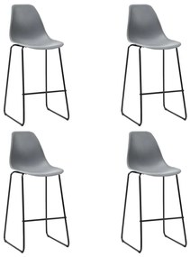 Barové židle - plast - 4 ks | šedé